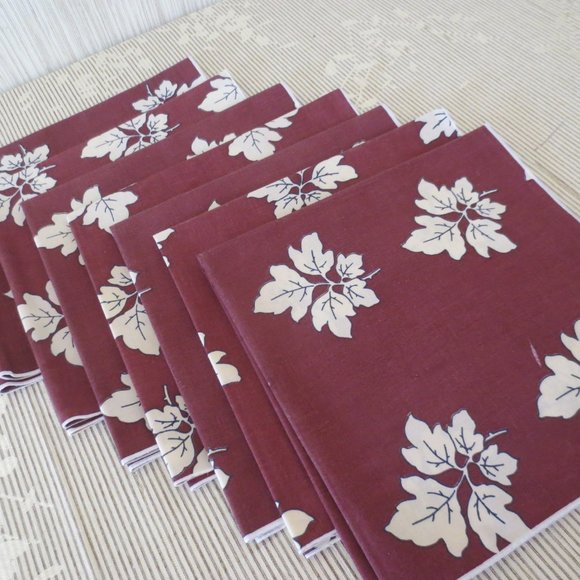 Calvin Klein | Dining | 6 Calvin Klein Brown Leaf Pattern Fabric ...